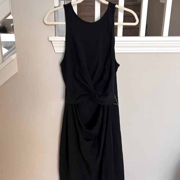Express | Dresses | Express Black Midi Dress Cut Out And Knotted At Mid ...